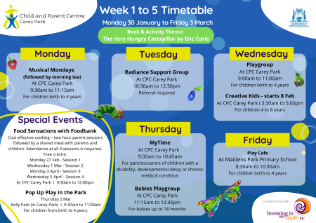 Term 1 2023 Week 1-5 Timetable | Carey Park